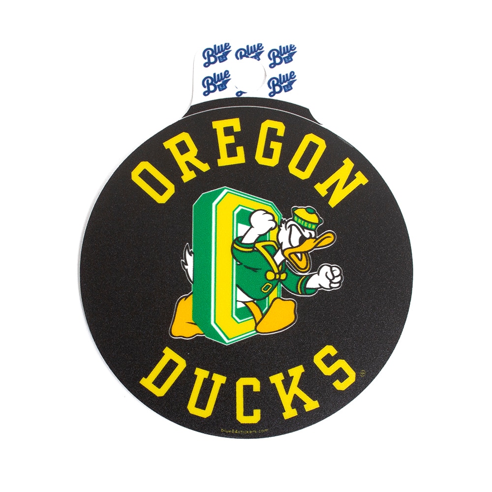 Black 'Blue 84' 3"x4" Yellow Arched Oregon Ducks Around DTO Sticker