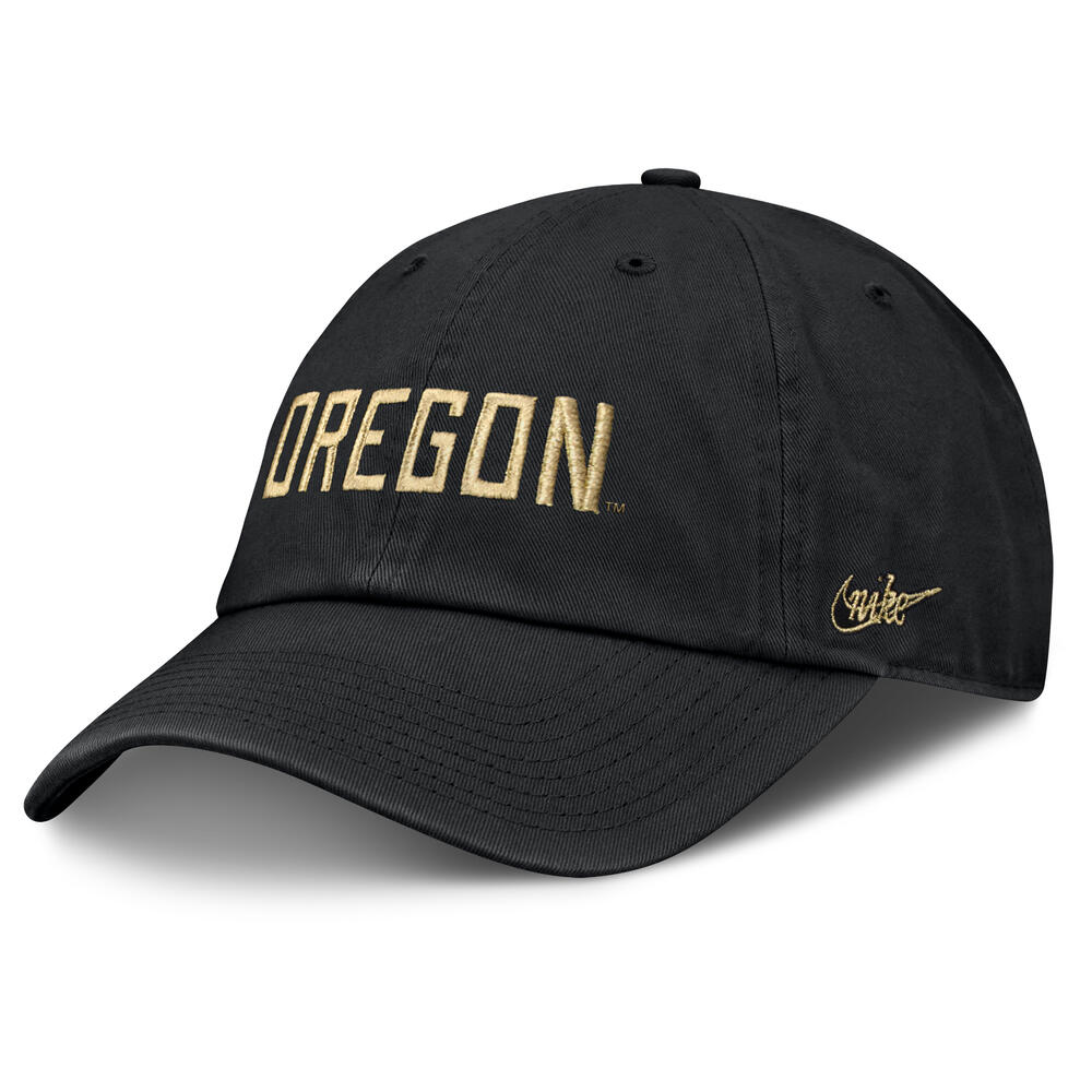 Black Nike Unstructured 25 Gold Oregon Adjustable Hat