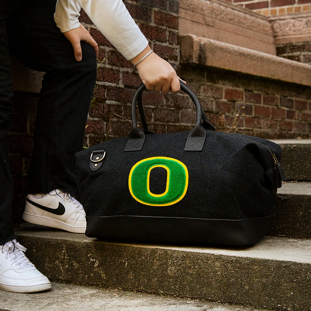 Black University Gear Wool with Leather Bottom and Handle Green ...