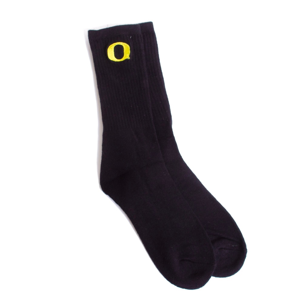 Black Zoozatz Acrylic 24 Yellow Embroidery O Crew Sock
