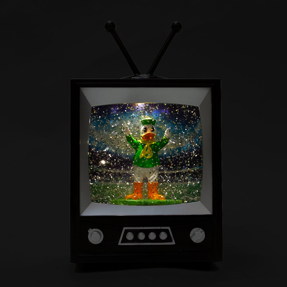 Evergreen Old School Television with Lighted Mascot Yellow O Water Lantern