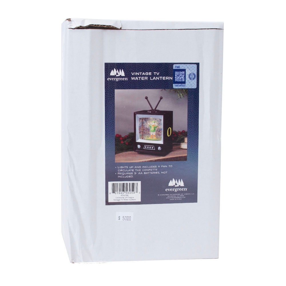 Evergreen Old School Television with Lighted Mascot Yellow O Water Lantern