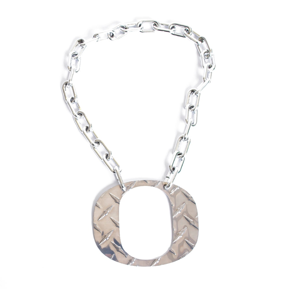 Chrome Collegiate Art Design Diamond Plated O Chain Necklace
