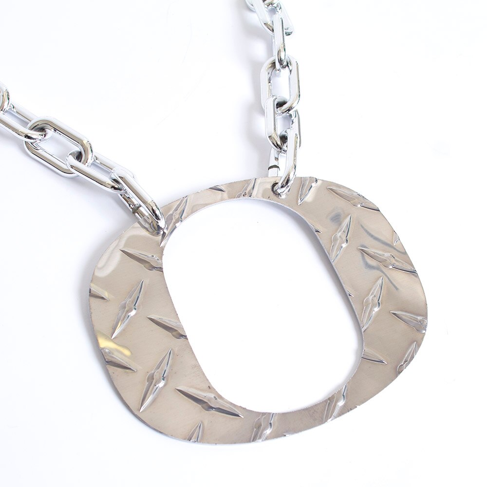 Chrome Collegiate Art Design Diamond Plated O Chain Necklace