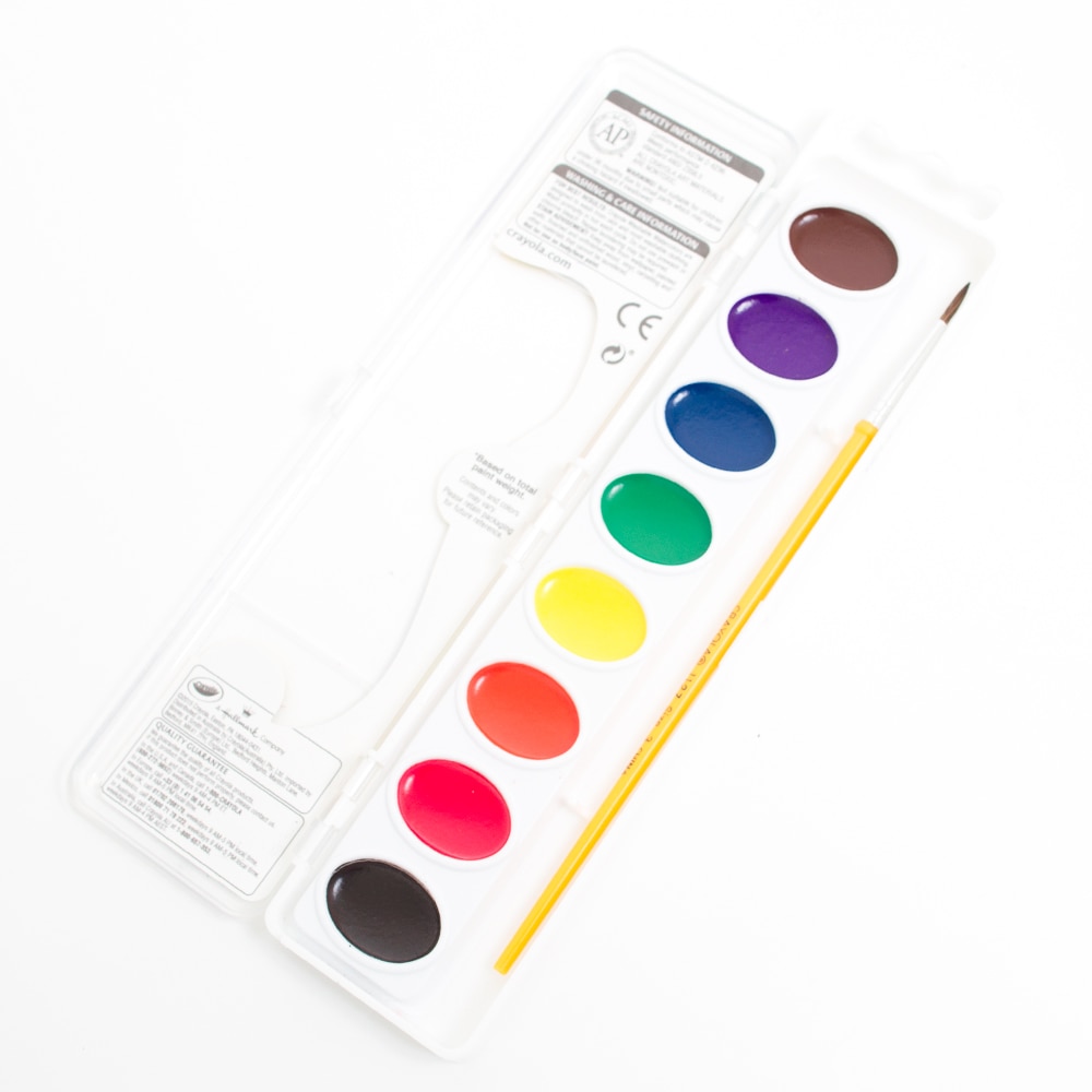 Crayola Washable Pan Watercolor Paint 8 Color Set With Brush