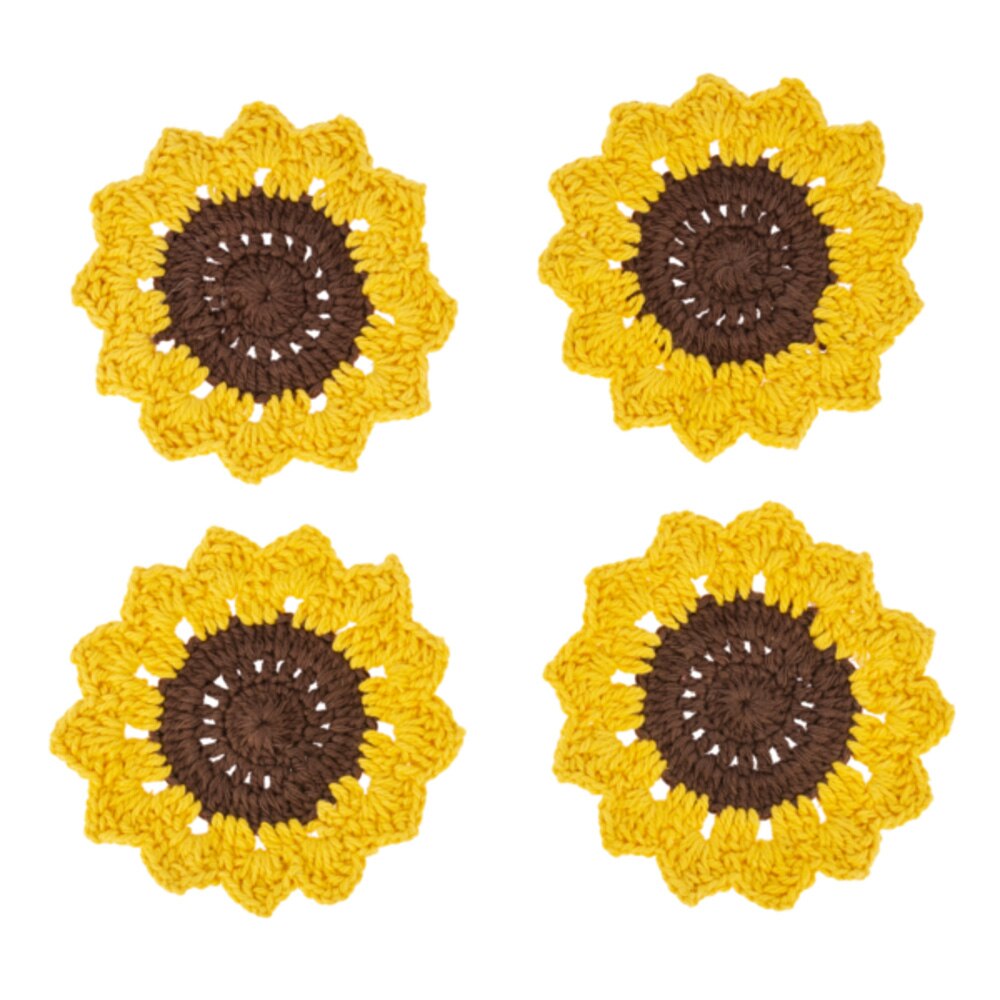 Ganz Crochet Sunflower Coaster 4 Piece Set