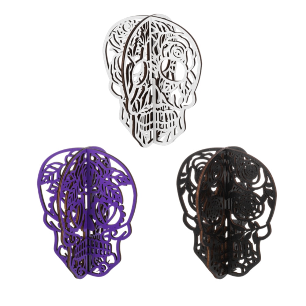 Ganz Laser Cut Wooden Skull Figurines