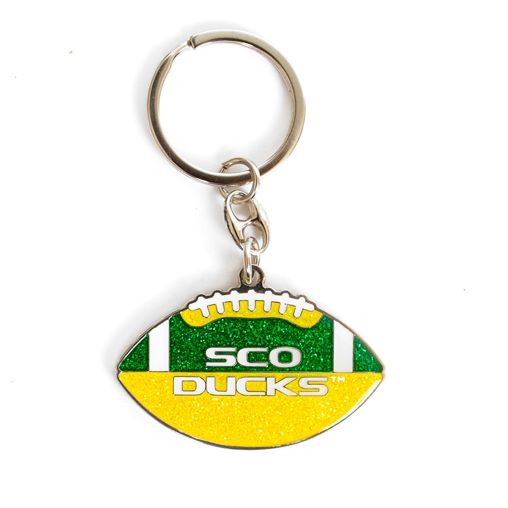 Green & Yellow Aminco 2" Glitter Football 25 Sco Ducks Keytab