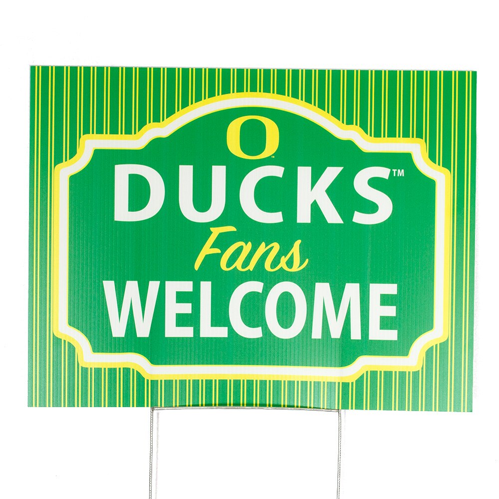 Green & Yellow Corrugated (with Wire Stakes) O & Duck Fans Welcome Yard ...