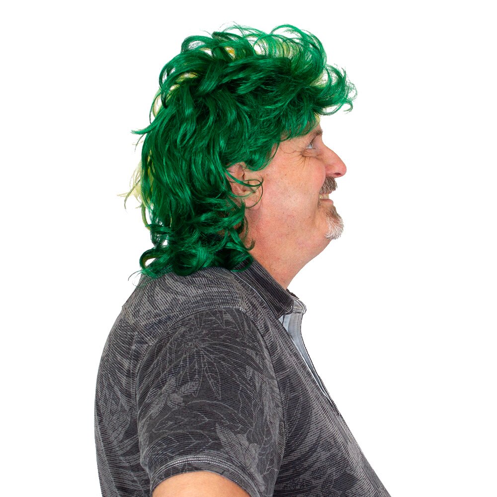 Green & Yellow HairUWear Mohawk Mullet Wig