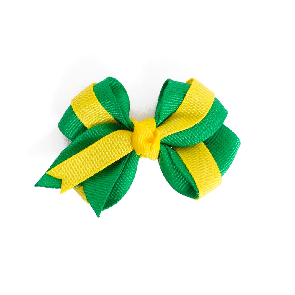 Green & Yellow Miss Ashley Single Bow with Clip