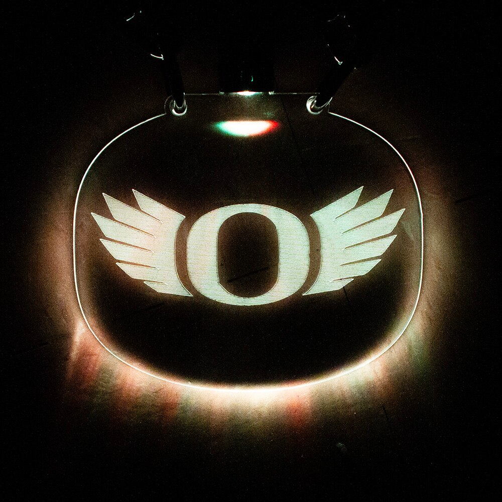 Green Collegiate Art Design Rechargeable Lighted O Wings on Chain