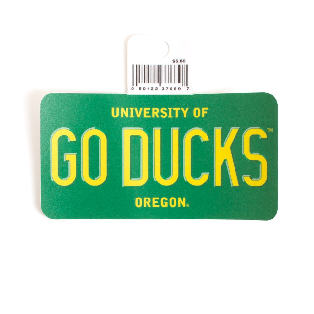 Green Neil 4"x4" 25 License Frame with Go Ducks Sticker