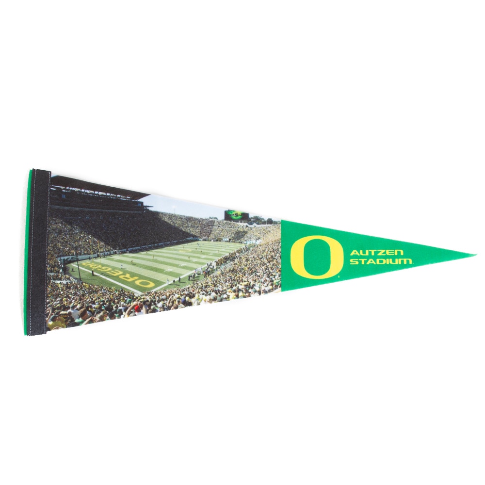 Green Neil 9"x24" Felt Picture of Autzen Stadium & O Autzen Stadium Pennant