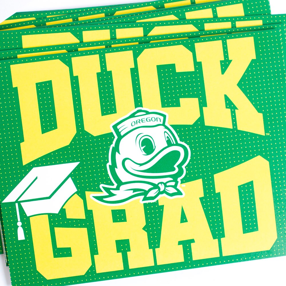 Green and Yellow Mascot Duck Grad Blank Cards 10 Pack