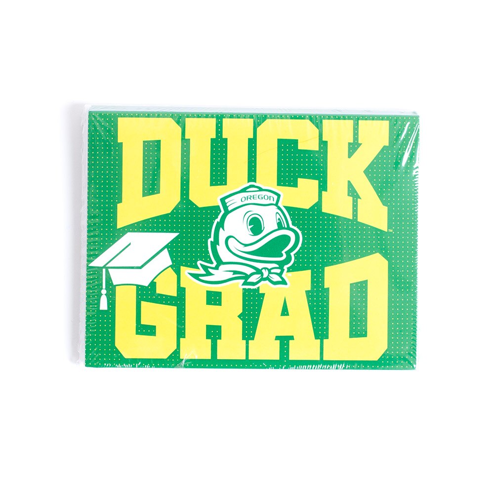 Green and Yellow Mascot Duck Grad Blank Cards 10 Pack