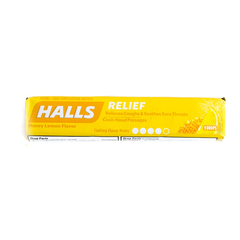 Halls Honey Lemon Cough Suppressant/Oral Anesthetic Stick 9 Count