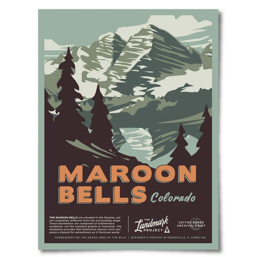 Landmark Project 12"x16" Poster Maroon Bells
