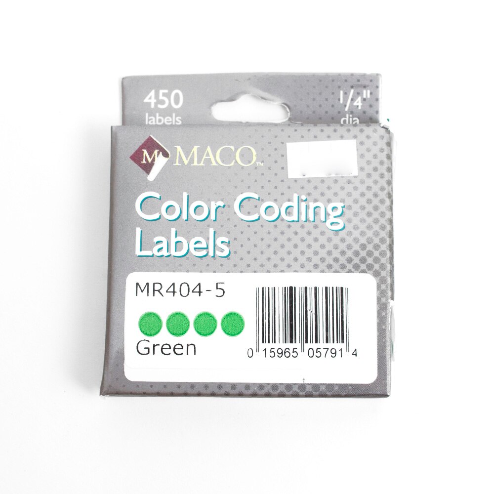 Maco Color Coding Labels Round Permanent 1/4"