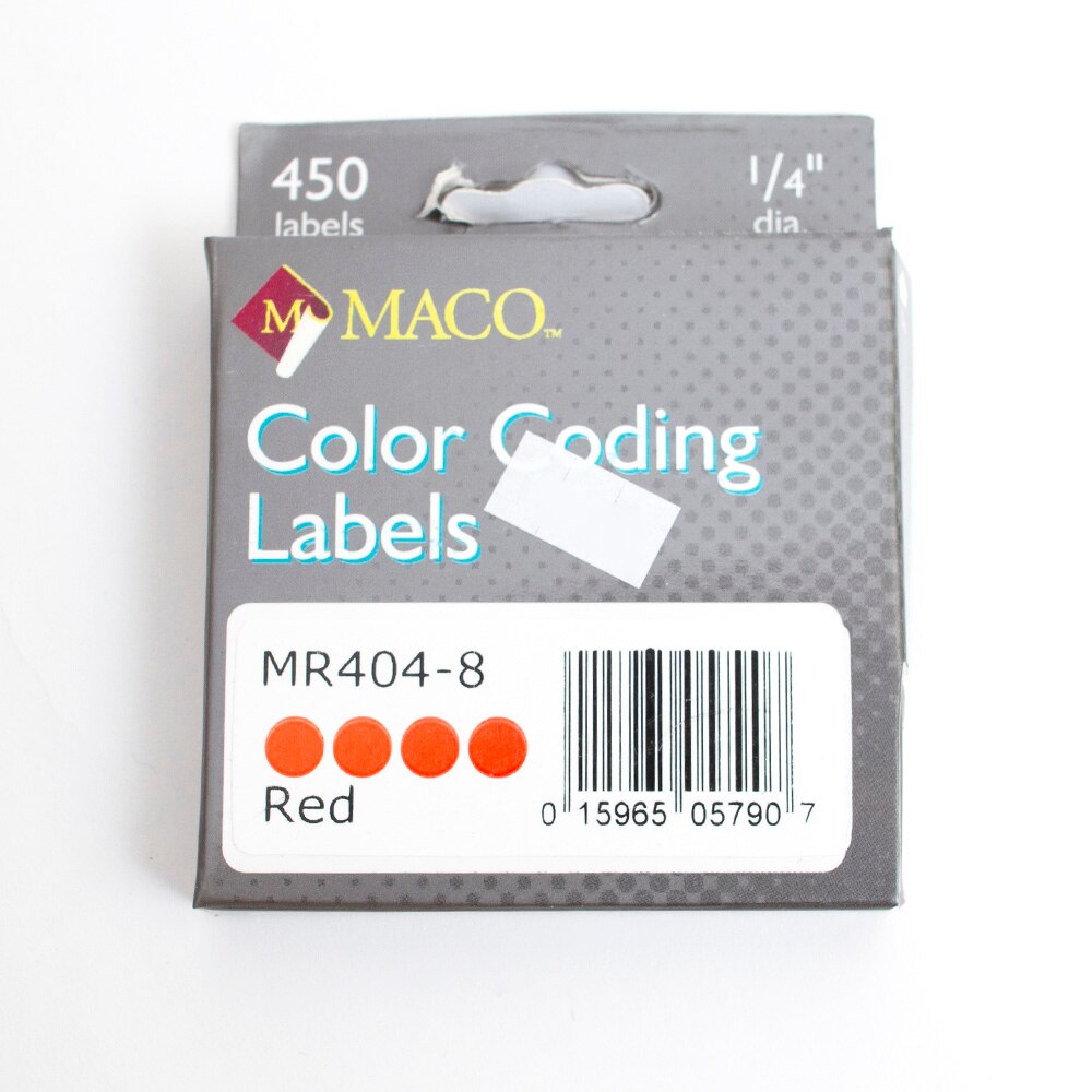 Maco Color Coding Labels Round Permanent 1/4"