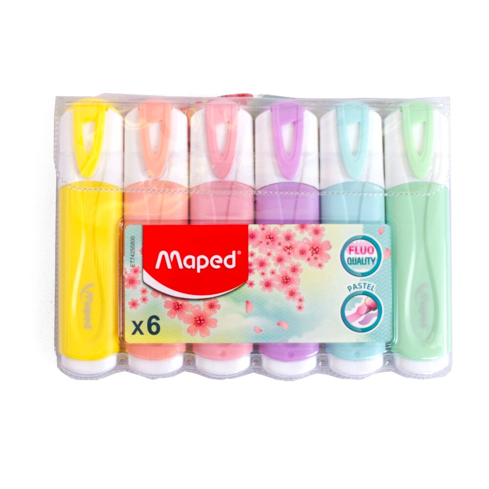 Maped Fluo Peps Fluorescent Pastel Hiliter 6 Pen Set