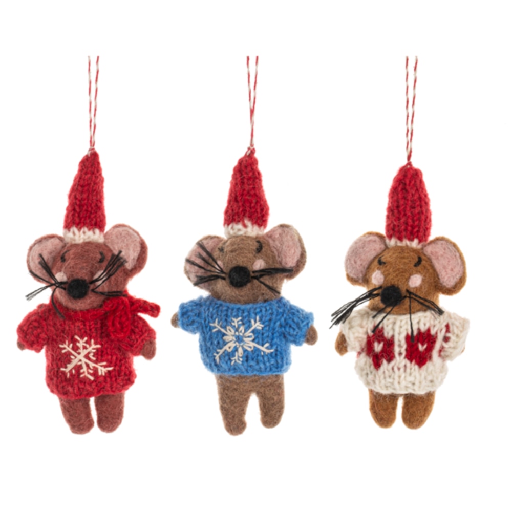 Midwest CBK 2023 Wool Holiday Mice Ornaments