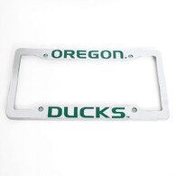 Silver Oregon Ducks Deluxe License Plate Frame