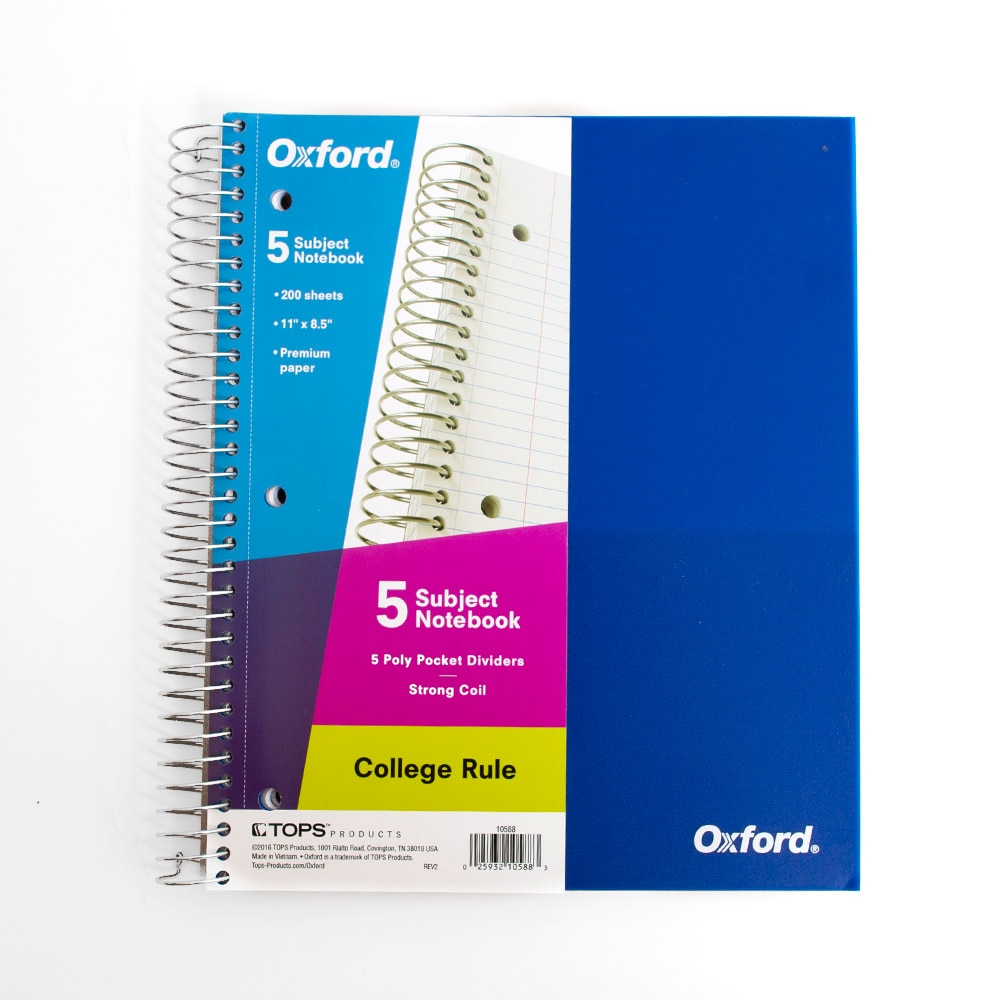 Oxford Poly Covered Spiral Notebook 5-Subject