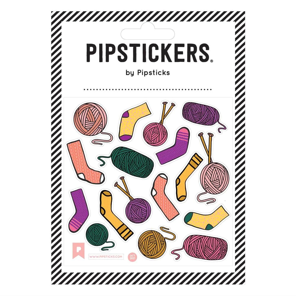 Pipstickers 4"x4" Stickers Fuzzy Knit Socks