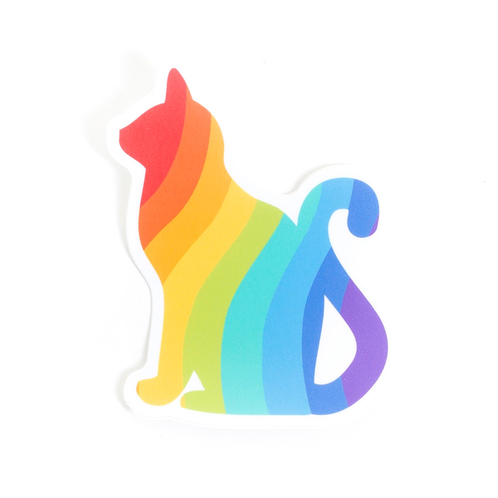 StickersNW 3" Sticker Rainbow Cat