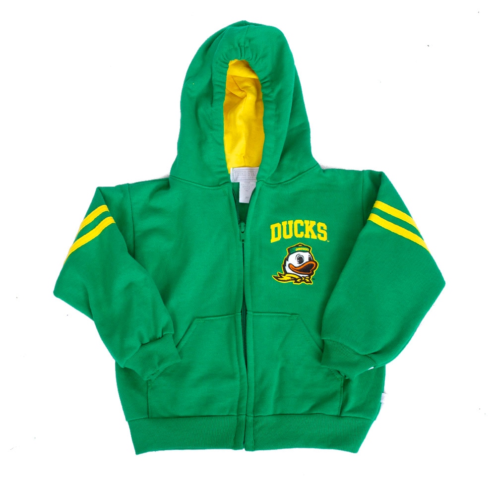 Toddler Green & Yellow Third Street Ducks Mascot Full Zip Hoodie