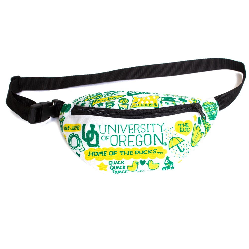 White Neil Cotton Mix Adjustable Belt 23 Julia Gash Graphic Fanny Pack