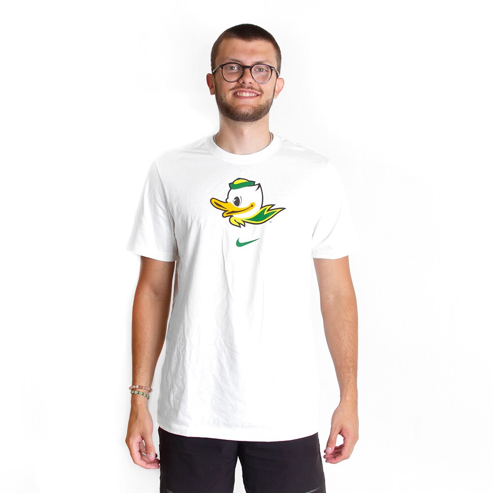 White Nike Essential Logo Cotton Basic Fighting Duck T-Shirt