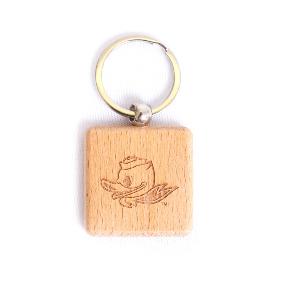 Wood Neil Square Wood Laser Etched Fighting Duck Keytag
