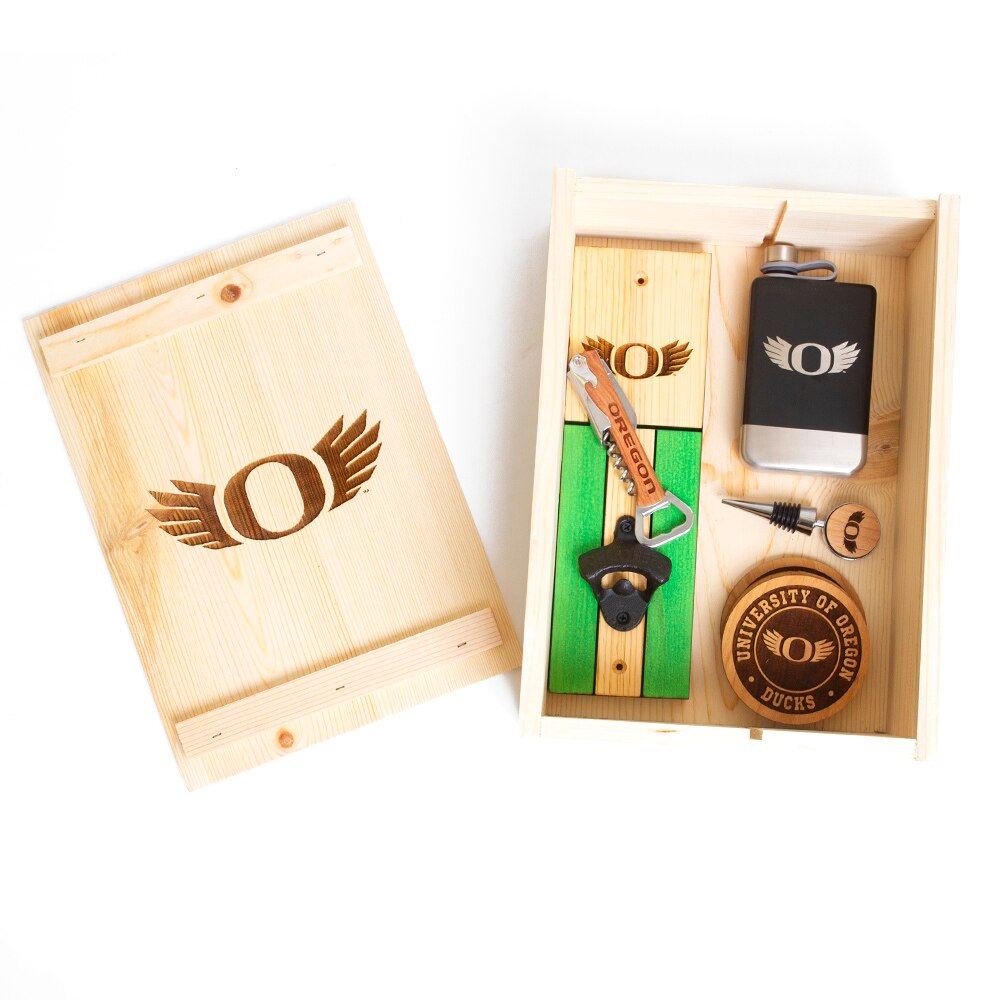 Wooden Timeless Etchings Four Piece Round Coaster & Wine Key & Bottle ...