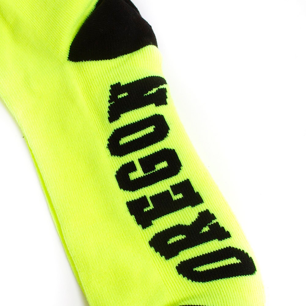Yellow Neon with Black and White Stripe Tube Black O Sock