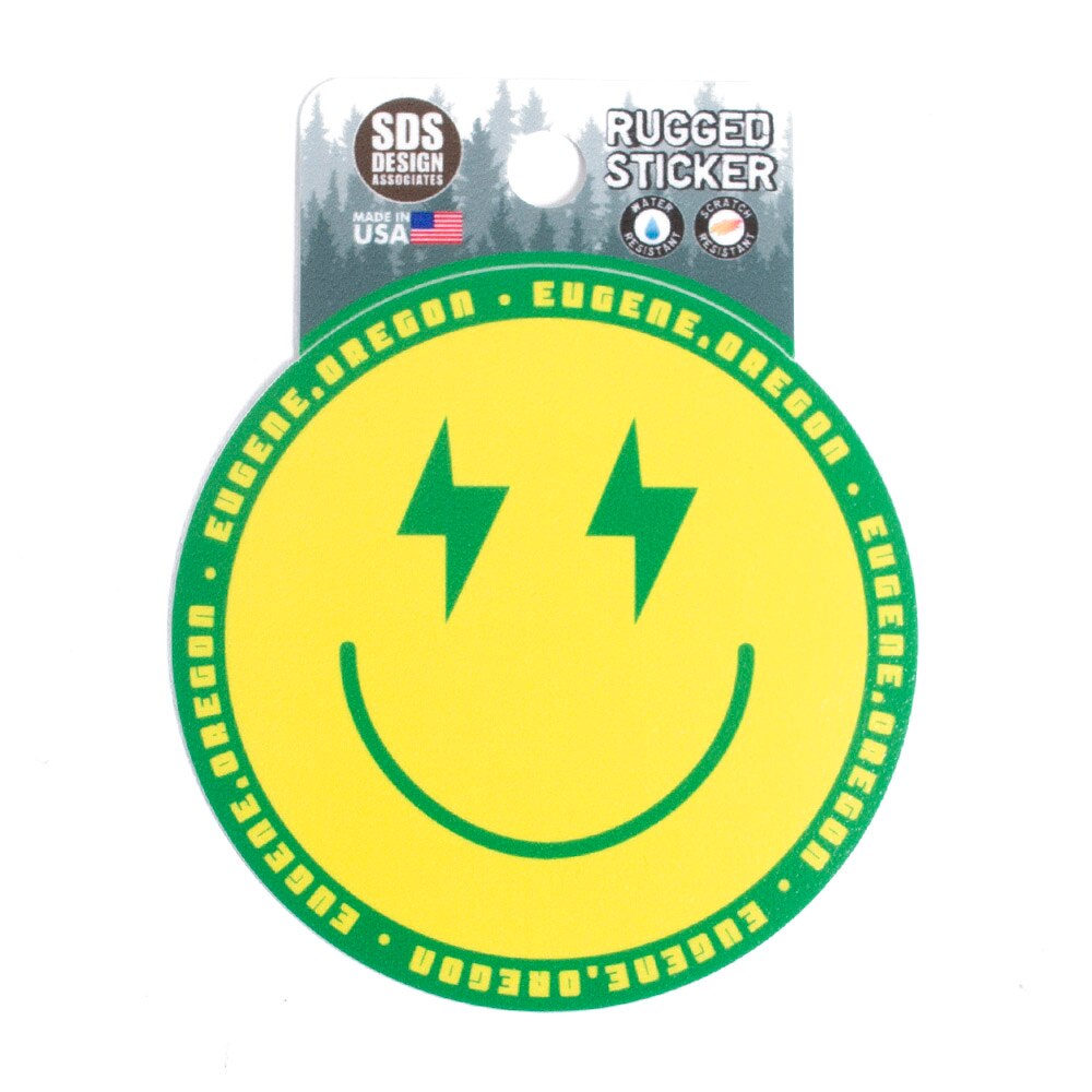 Yellow SDS Design 3.5" Rugged Sticker Oregon Smiley Face