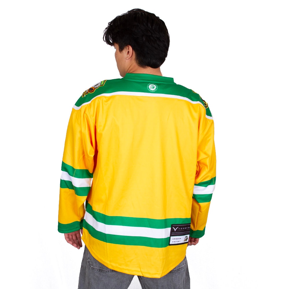Yellow UO Ducks Hockey Authentic 26 Oregon with Tail Hockey Jersey