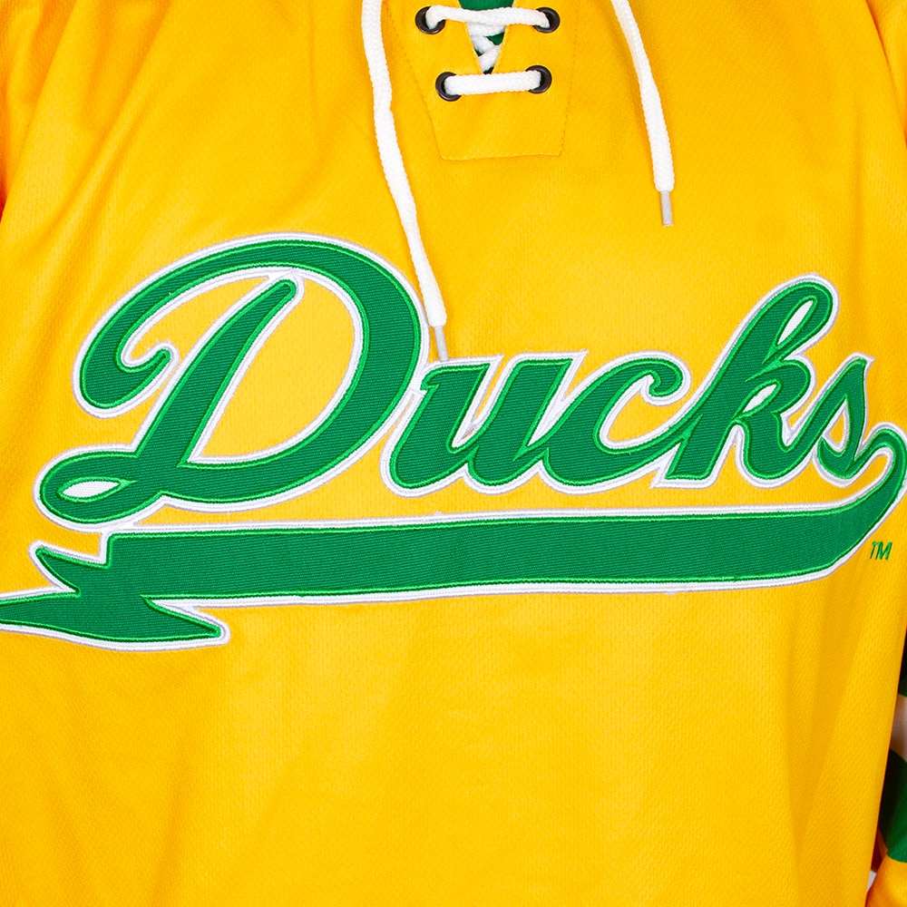 Yellow UO Ducks Hockey Authentic 26 Oregon with Tail Hockey Jersey
