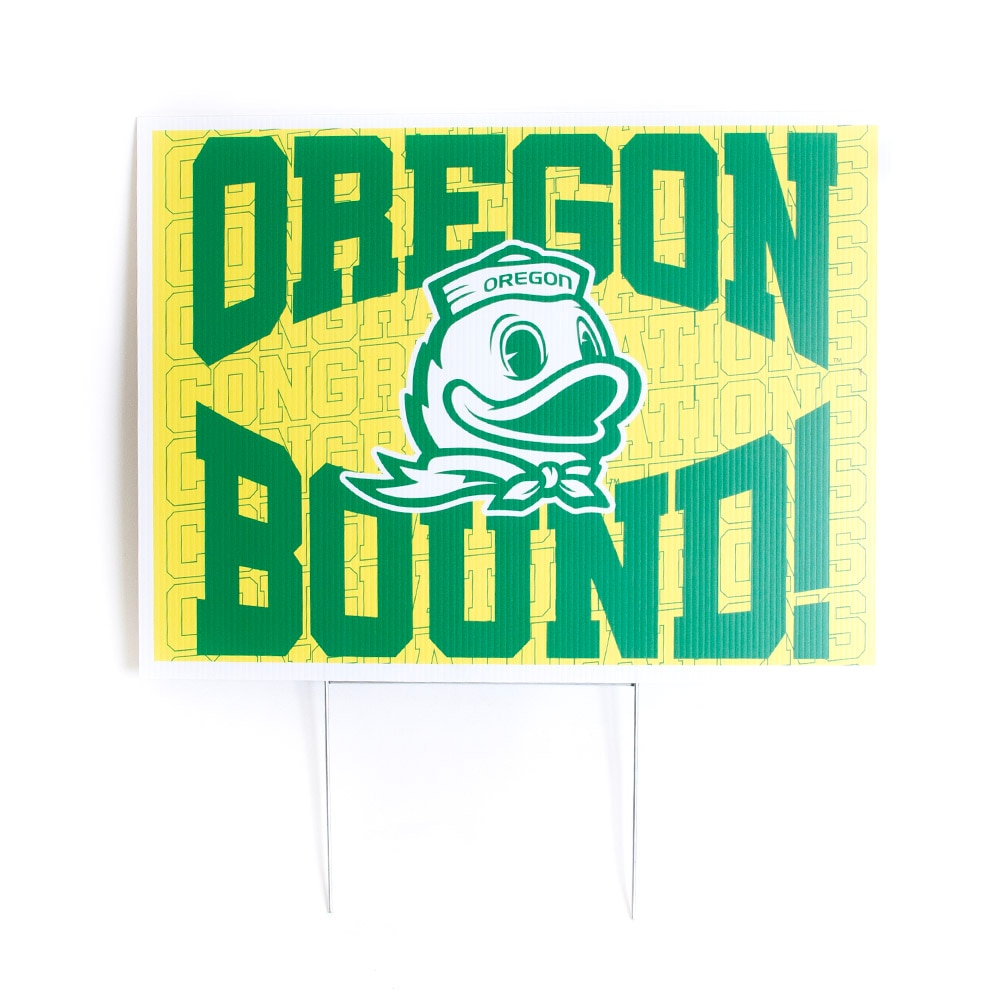 Yellow and Green Mascot Corrugated Oregon Bound Yard Sign